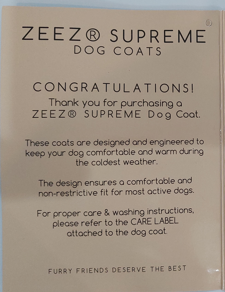 Zeez Supreme Dog Jacket | Pets Palace Australia